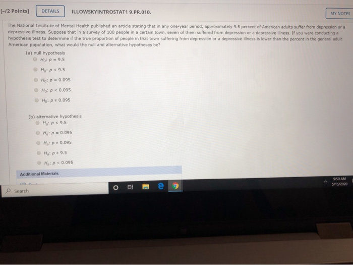 Solved [-12 Points) DETAILS ILLOWSKYINTROSTAT1 9.PR.010. MY | Chegg.com