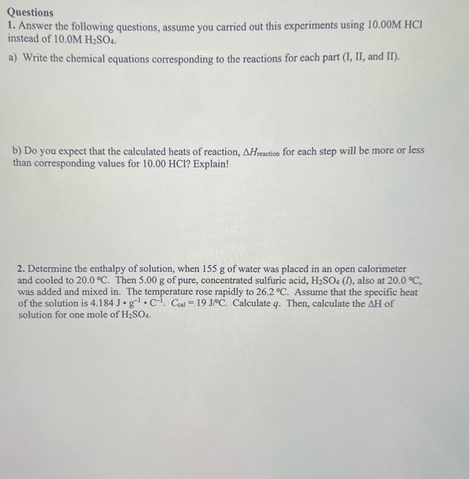 Solved Questions 1. Answer the following questions, assume | Chegg.com
