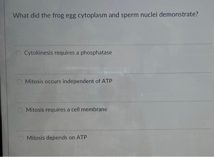 What did the frog egg cytoplasm and sperm nuclei | Chegg.com