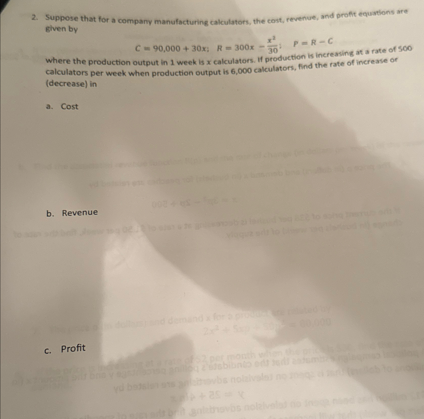 Solved Suppose that for a company manufacturing calculators, | Chegg.com