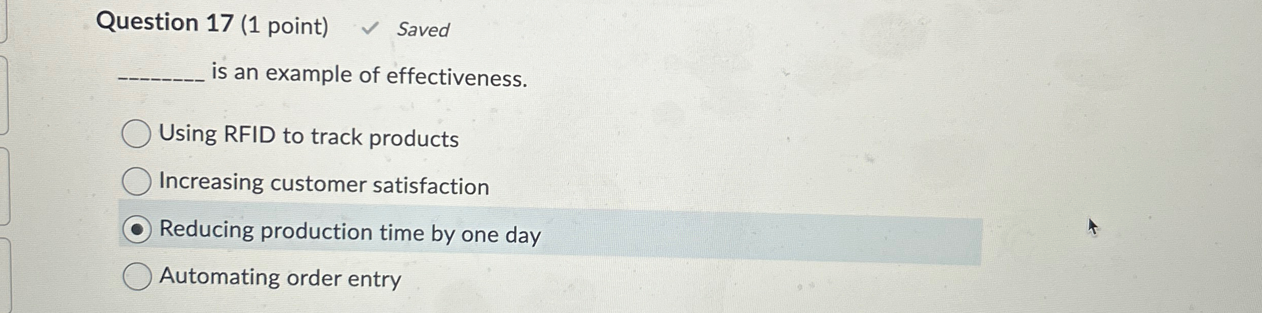 Solved Question 17 (1 ﻿point) ﻿Saved ﻿is an example of | Chegg.com
