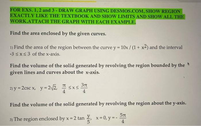 Solved FOR EXS. 1, 2 and 3 - DRAW GRAPH USING DESMOS.COM, | Chegg.com
