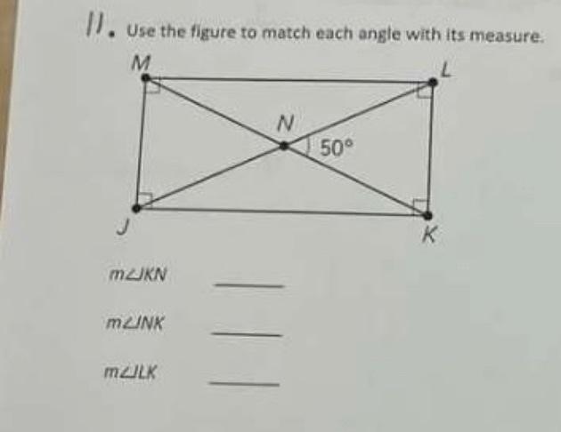 Solved 11 Use The Figure To Match Each Angle With Its