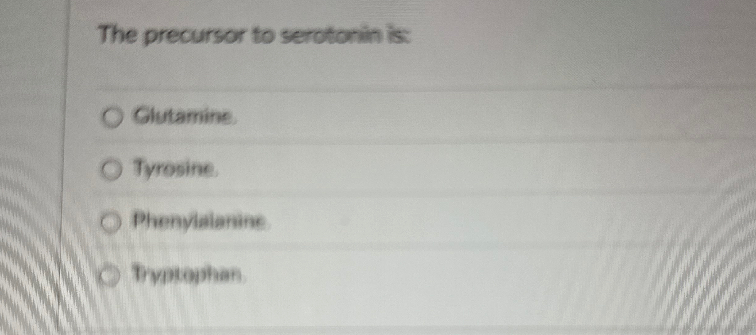 Solved The precursor to serotonin | Chegg.com