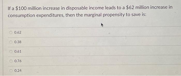 Solved If a $100 million increase in disposable income leads | Chegg.com