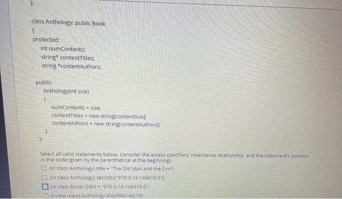 1: Select all valid statements below. Consider the | Chegg.com