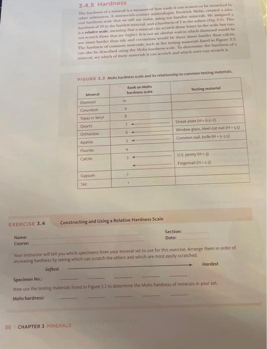 3.4 .5 Hardness EXERCISE 3.4 Constructing and Using a | Chegg.com