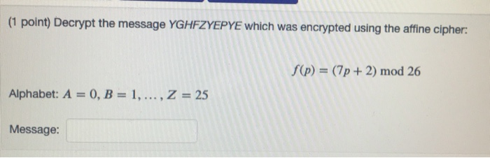 Solved 1 Point Encrypt The Message Math By Translating 
