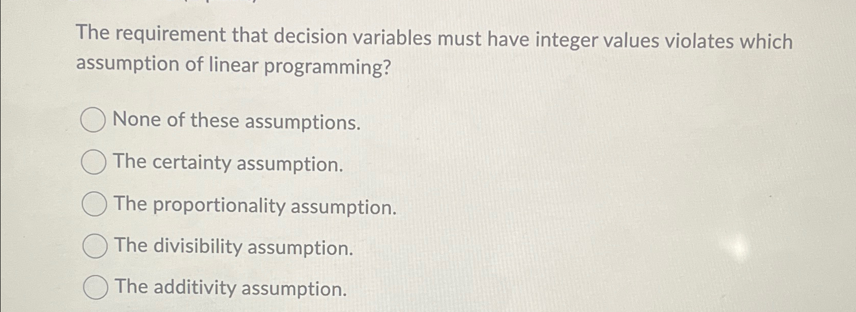 Solved The requirement that decision variables must have | Chegg.com