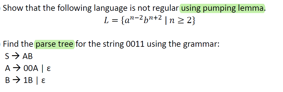 Solved Show that the following language is not regular using | Chegg.com