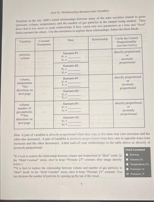 Gas Properties Simulation Activity In this activity | Chegg.com