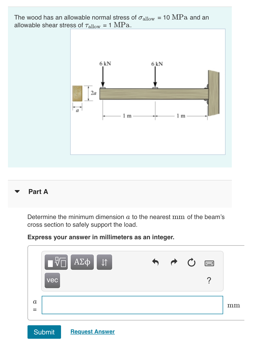 Solved The wood has an allowable normal stress of | Chegg.com