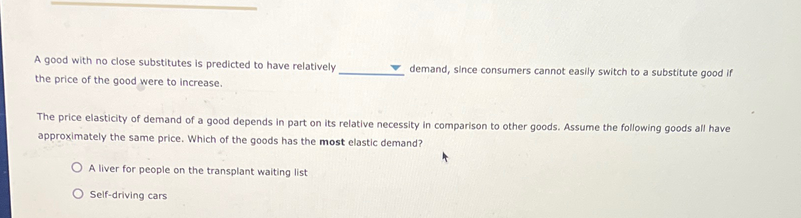 Solved A good with no close substitutes is predicted to have | Chegg.com