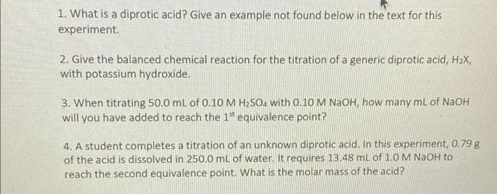 Solved 1. What is a diprotic acid? Give an example not found | Chegg.com