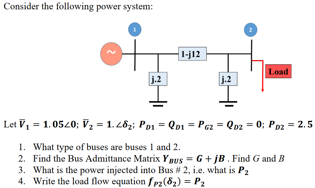 Solved Consider the following power system in the diagram:1. | Chegg.com