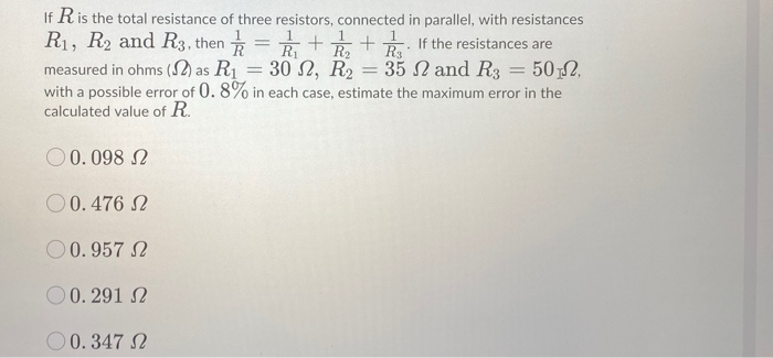 Solved If R is the total resistance of three resistors, | Chegg.com