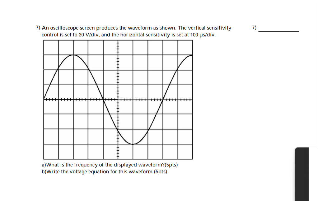 Solved An oscilloscope screen produces the waveform as | Chegg.com