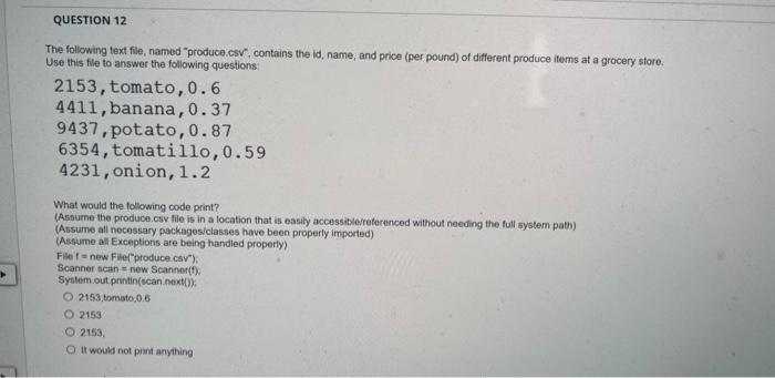 Solved QUESTION 12 The following text file, named | Chegg.com