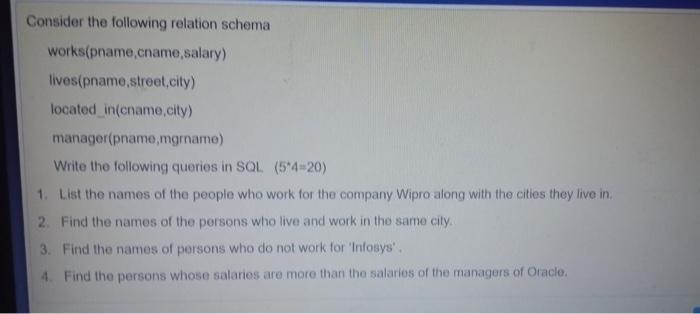 Solved Consider the following relation schema | Chegg.com