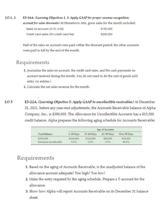 Solved , 3 E5-16A. (Learning Objectives 1, 3: Apply GAAP for | Chegg.com
