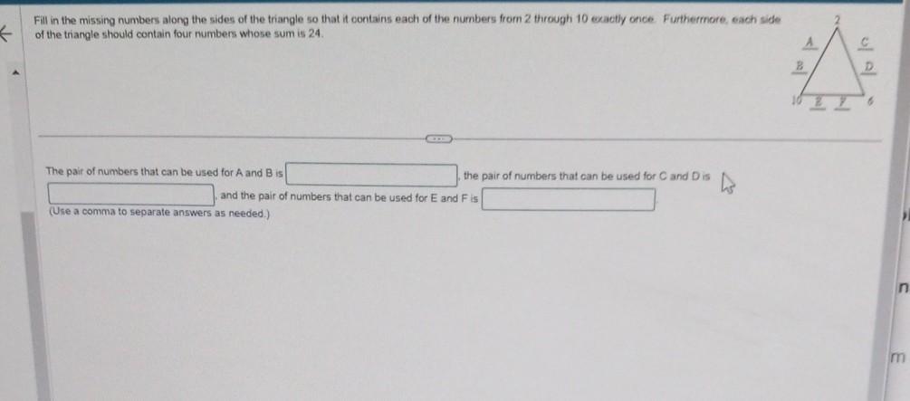 Solved Fill in the missing numbers along the sides of the | Chegg.com