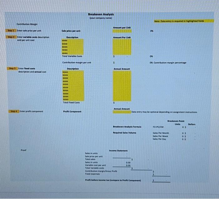 Solved Breakeven Analysis (Use the Breakeven Process-Own | Chegg.com