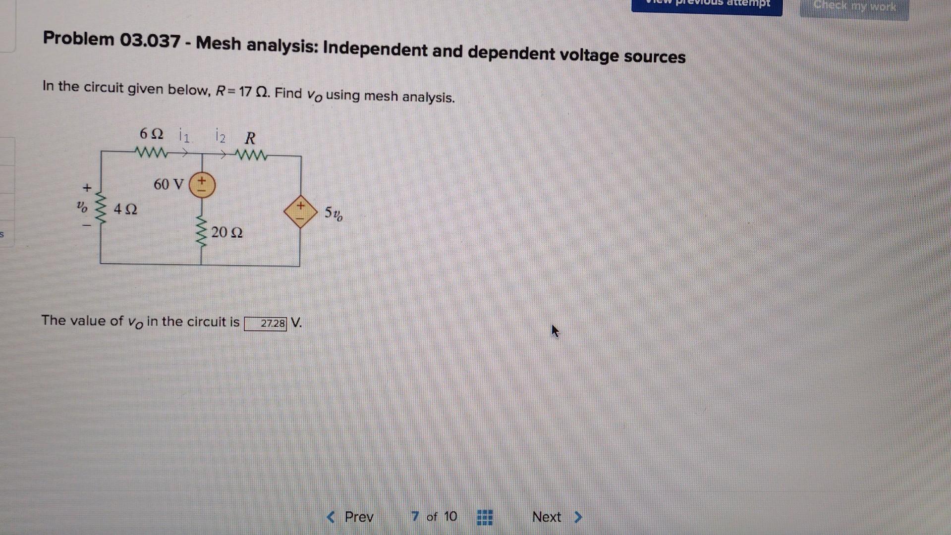 Solved Problem 03.037 - Mesh analysis: Independent and | Chegg.com