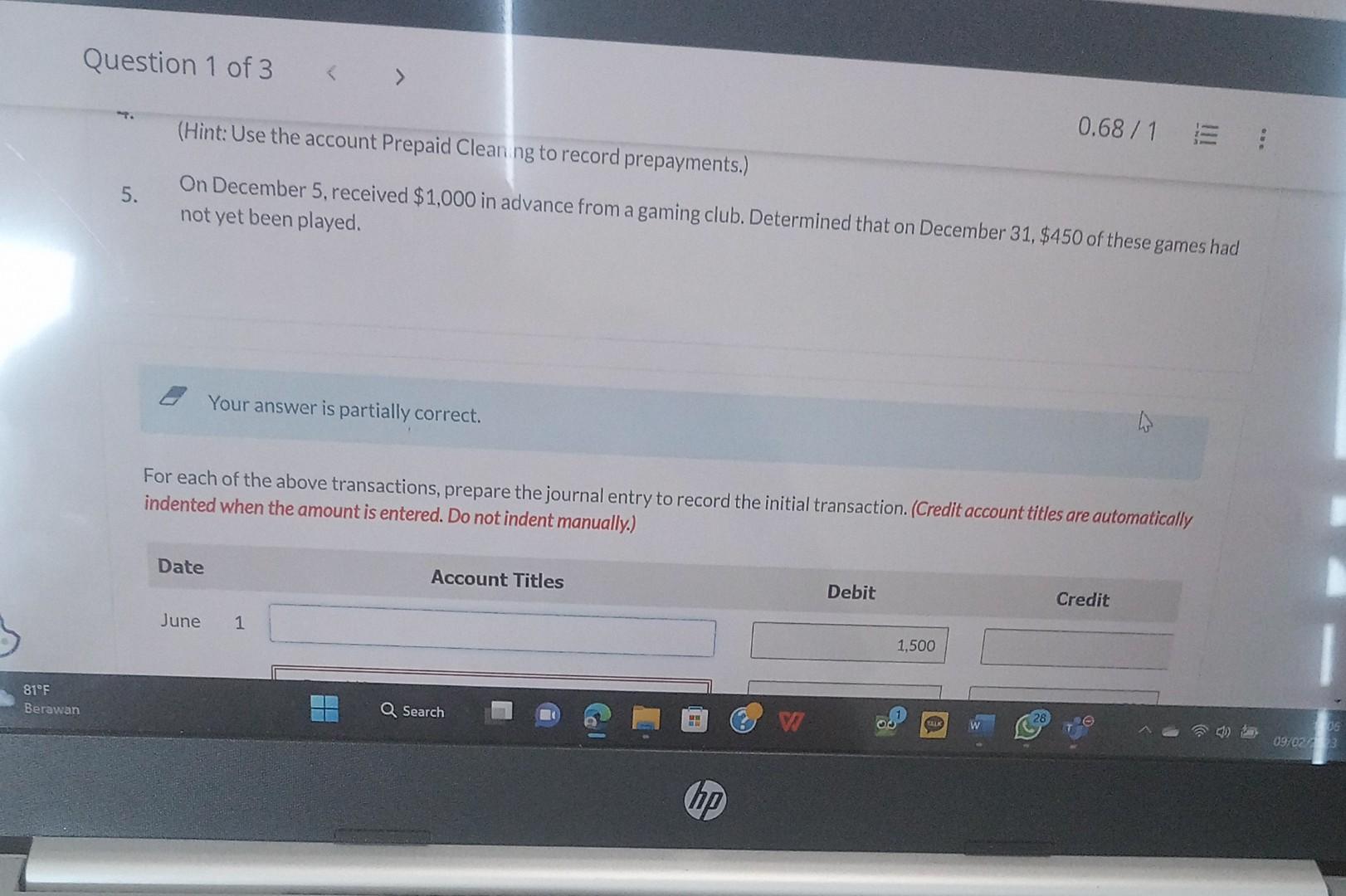 Solved (Hint: Use the account Prepaid Clean ng to record | Chegg.com