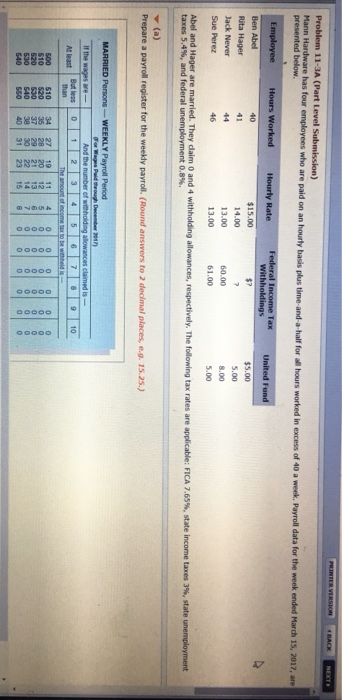 Solved PRINTER VERSION BACK NEXT Problem 11-3A (Part Level | Chegg.com
