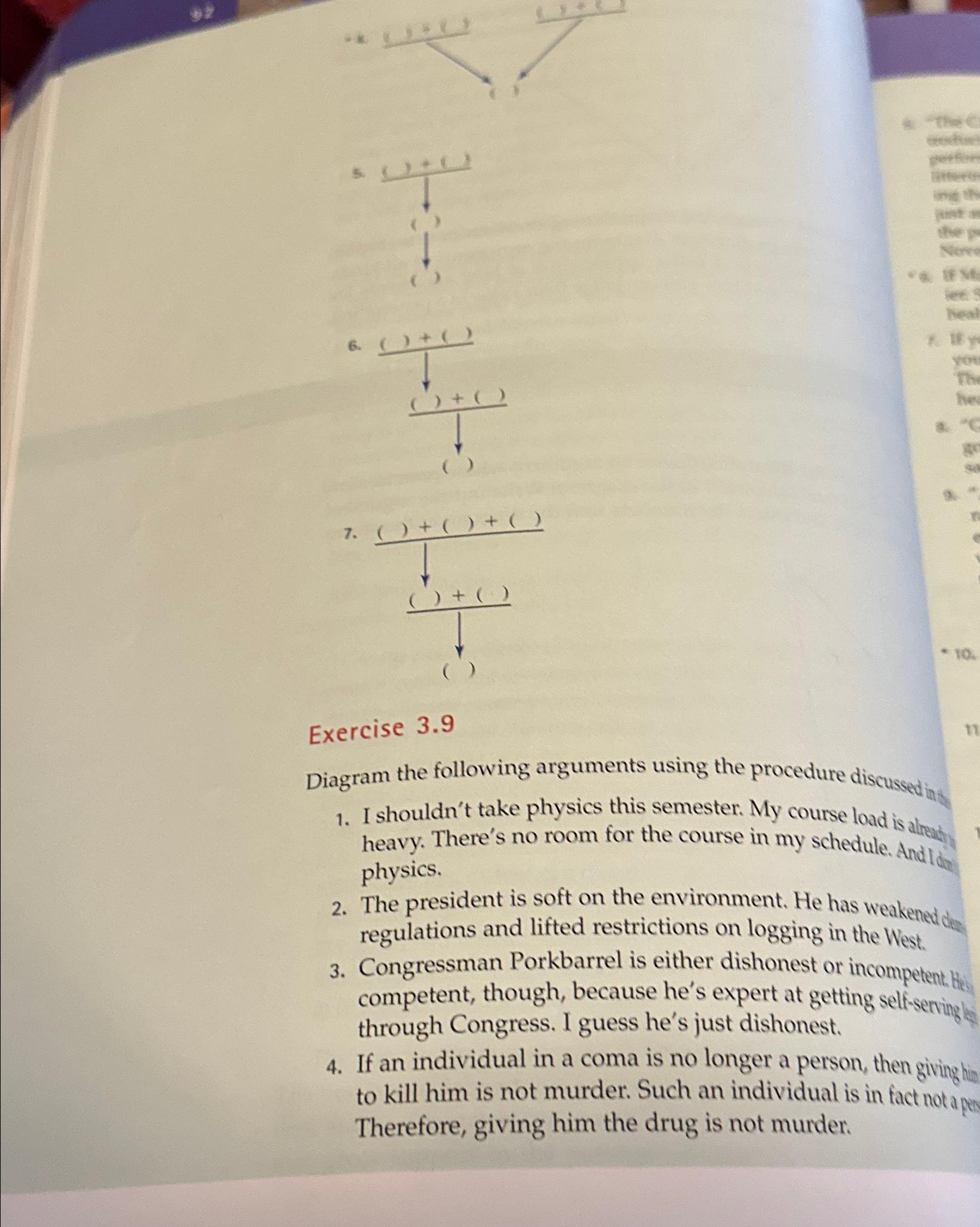 Solved Exercise 3.9Diagram the following arguments using the | Chegg.com