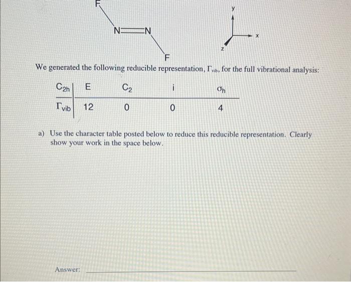Solved We generated the following reducible representation, | Chegg.com