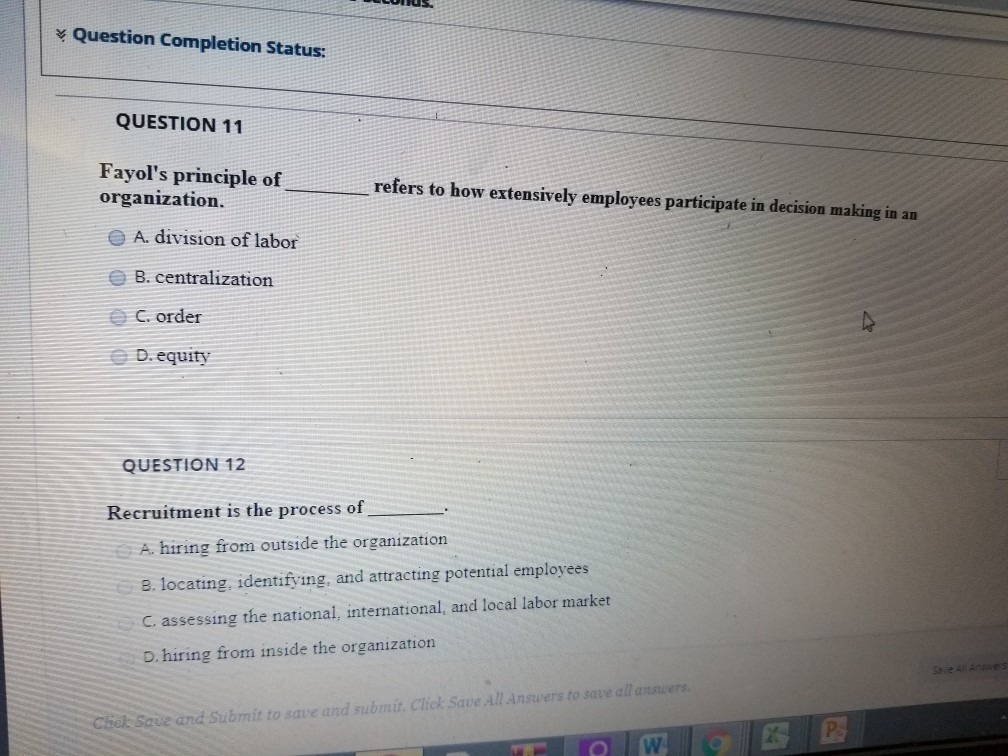 Solved Question Completion Status: QUESTION 11 refers to how | Chegg.com