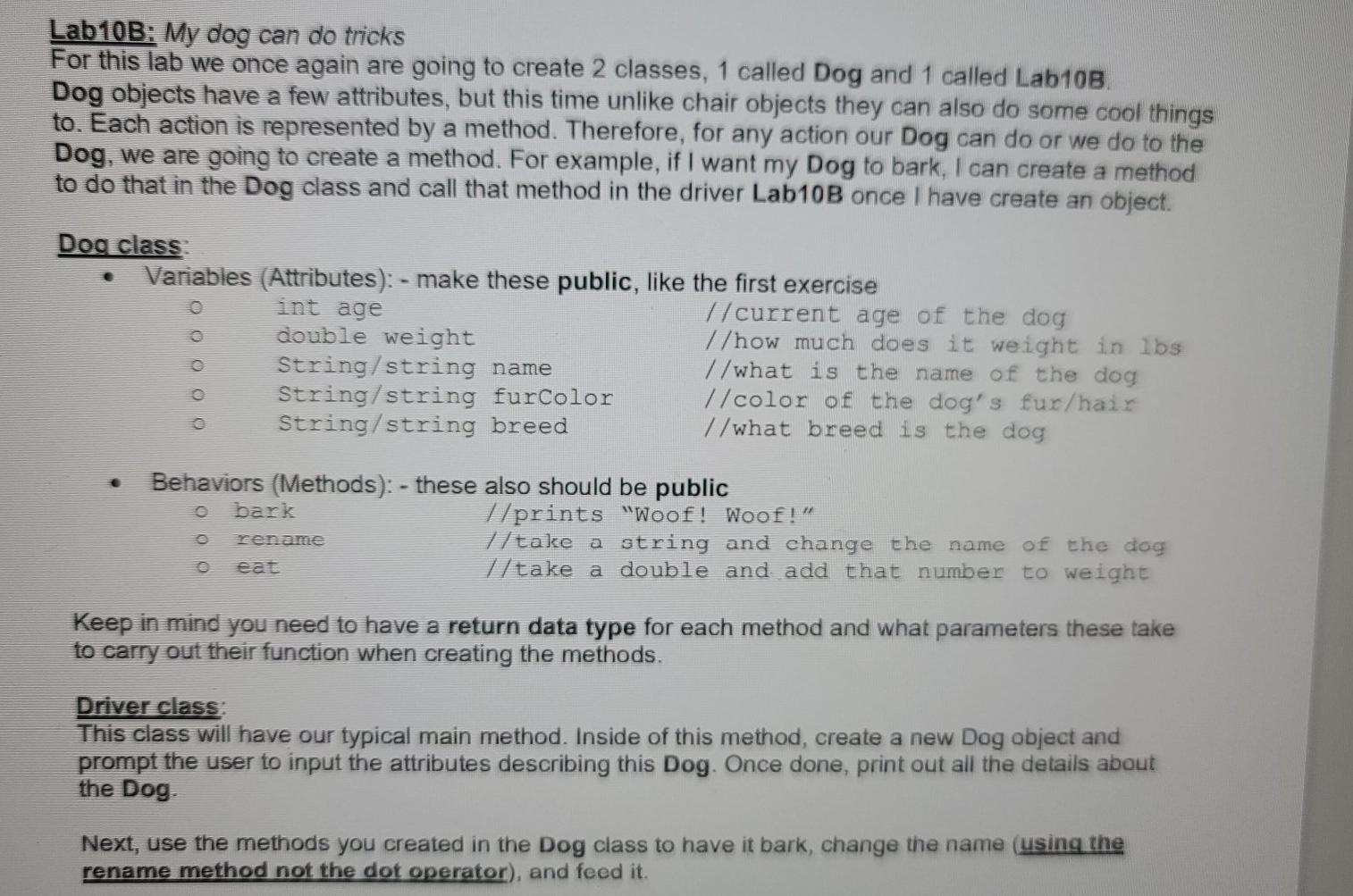 Lab10A: A Tale of Two Classes When teaching objects | Chegg.com