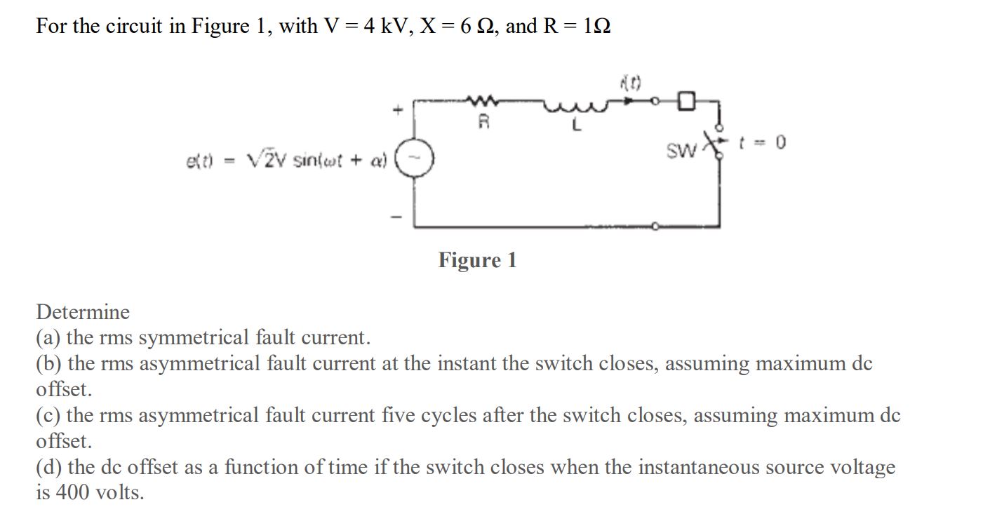 Solved For the circuit in Figure 1, ﻿with V=4kV,x=6Ω, ﻿and | Chegg.com