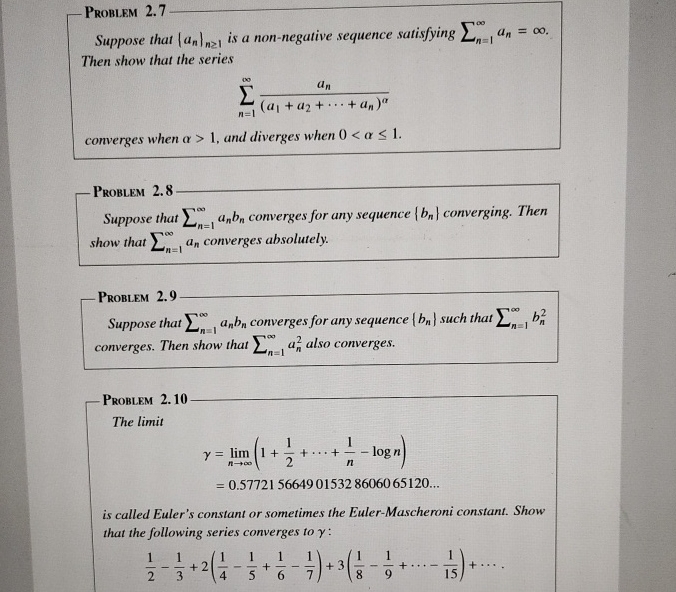Problem 2.7Suppose that {an}n≥1 ﻿is a non-negative | Chegg.com