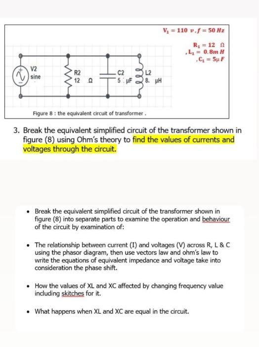 Solved Figure 8 : the equivalent circuit of transformer. 3. | Chegg.com