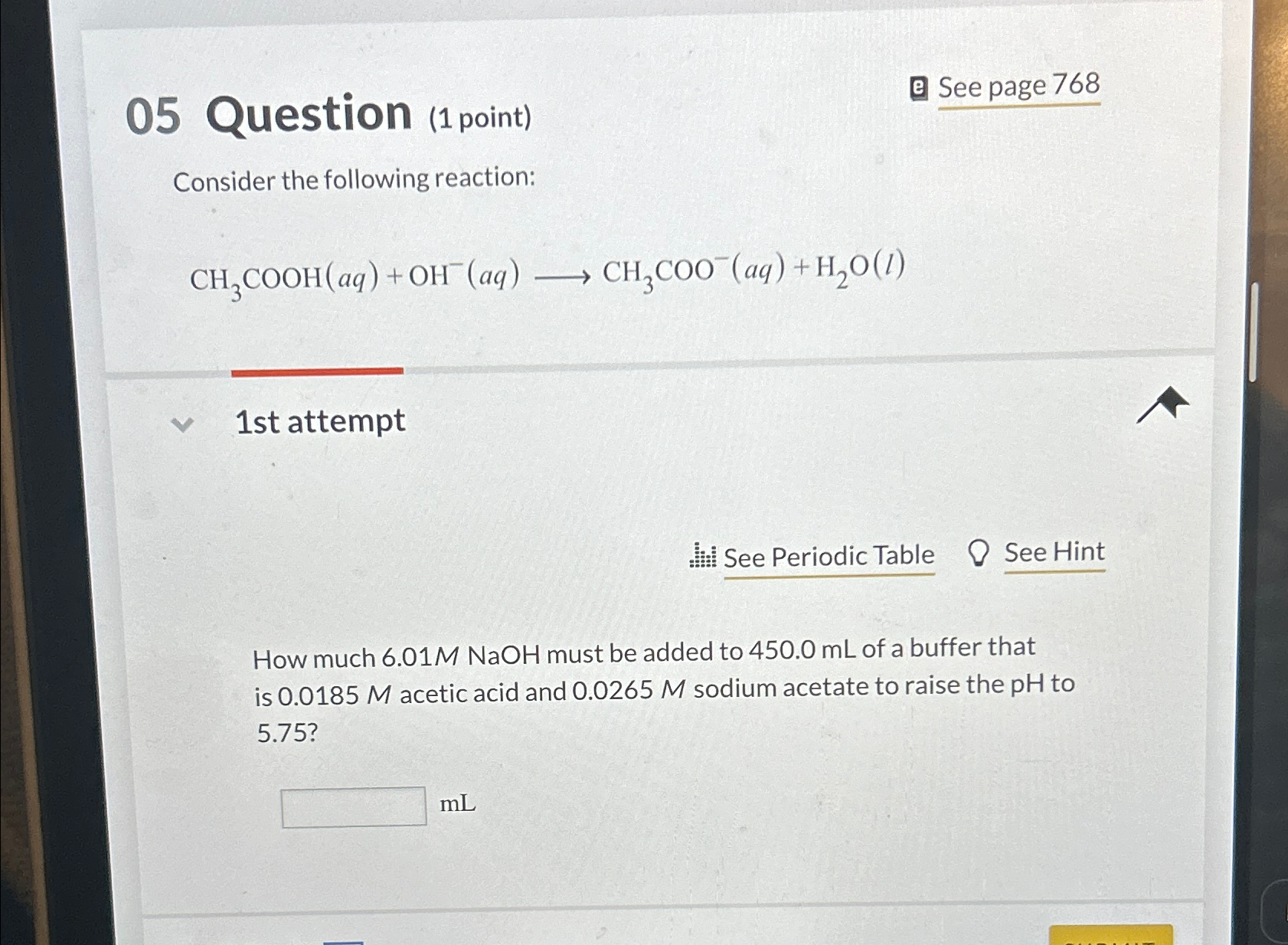 Solved 05 ﻿Question (1 ﻿point)See page 768Consider the | Chegg.com