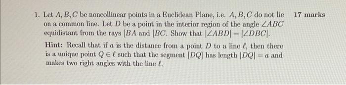 Solved 17 marks 1. Let A,B,C be noncollinear points in a | Chegg.com