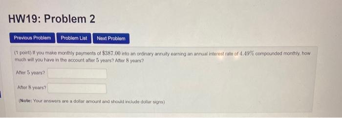 Solved HW19: Problem 2 Previous Problem Problem List Next | Chegg.com
