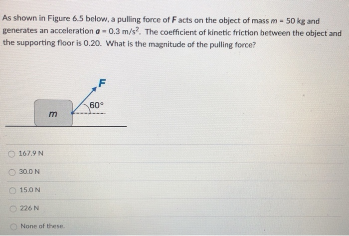Solved As shown in Figure 6.5 below, a pulling force of | Chegg.com