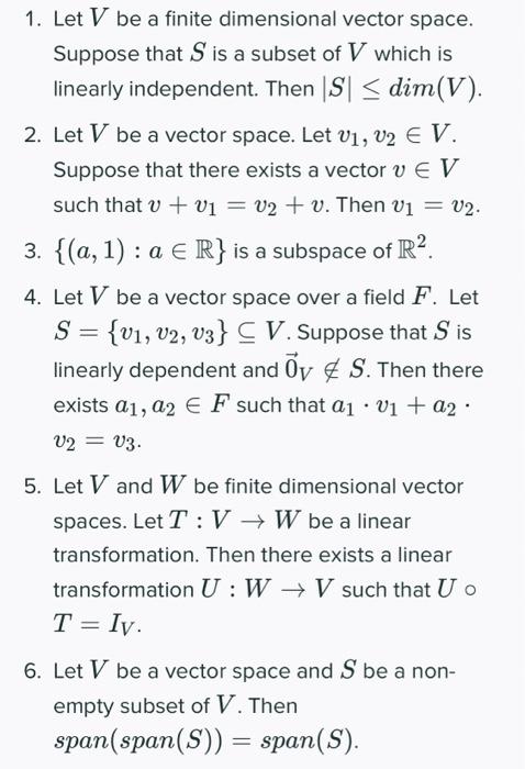 Solved 1. Let V be a finite dimensional vector space. | Chegg.com