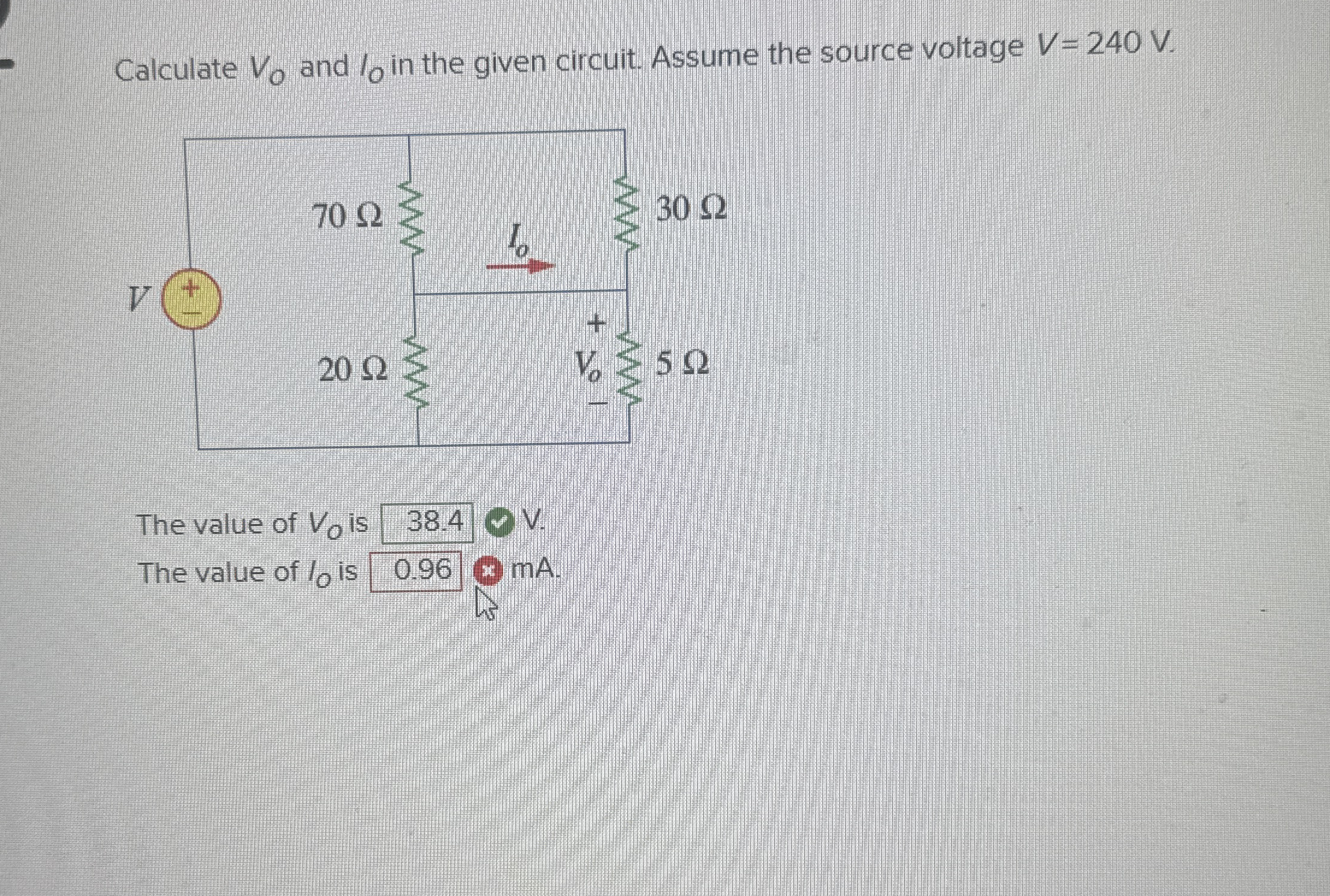 Calculate VO ﻿and IO ﻿in the given circuit. Assume | Chegg.com