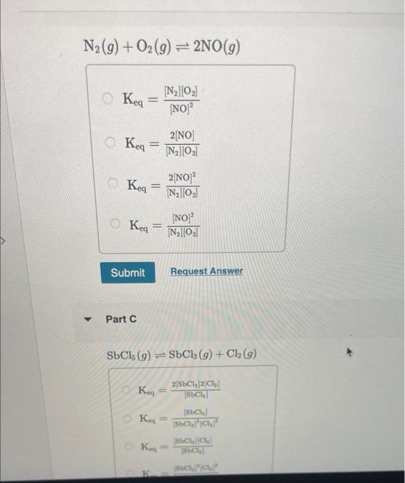 Solved 2CO(g)+O2(g)⇌2CO2(g) Keq=[CO2]2[CO2[O2] | Chegg.com