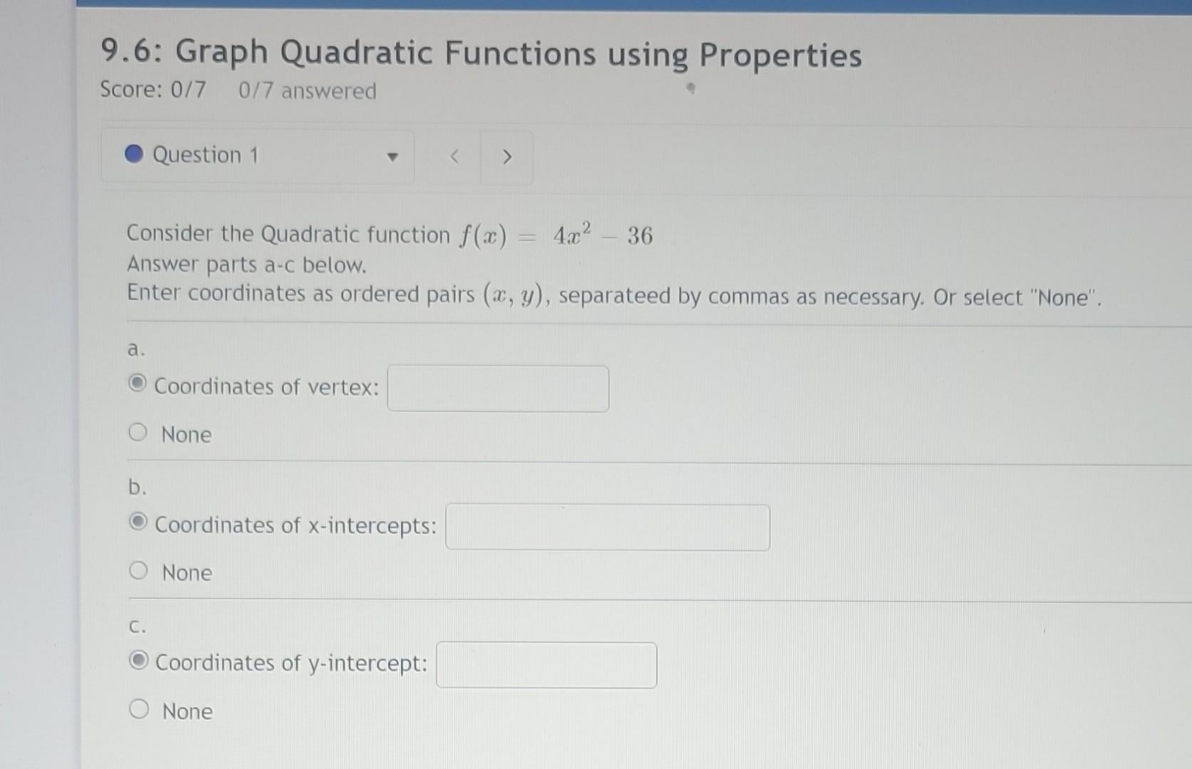 Solved 9.6: Graph Quadratic Functions using Properties | Chegg.com