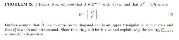 PROBLEM 2c [4 Points] Now suppose that A∈Rm×n with | Chegg.com