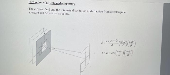 Solved Diffraction of a Rectangular Aperture The electric | Chegg.com