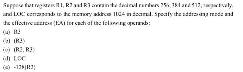 Solved Suppose that registers R1, R2 and R3 contain the | Chegg.com