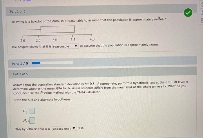 Solved Part 1 of 5 Following is a boxplot of the data. Is it | Chegg.com