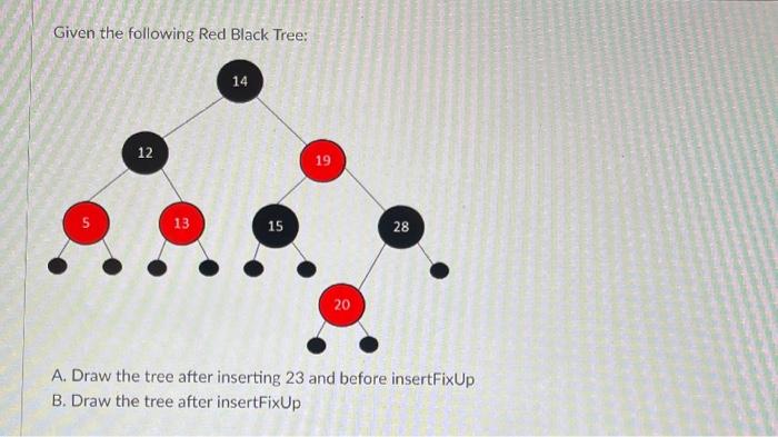 Solved Given the following Red Black Tree: A. Draw the tree | Chegg.com