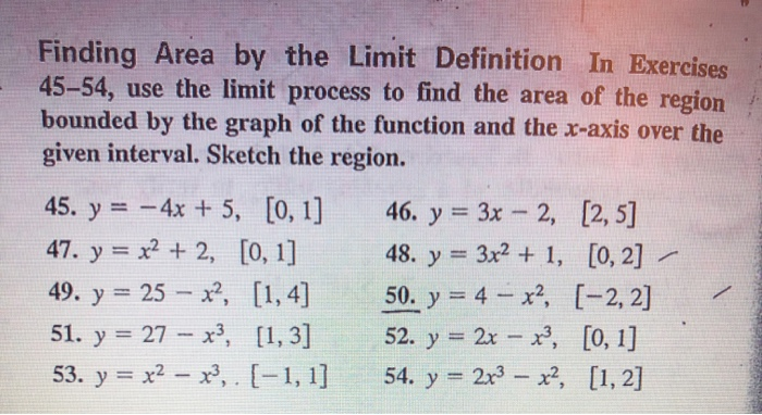 Solved Finding Area by the Limit Definition In Exercises | Chegg.com